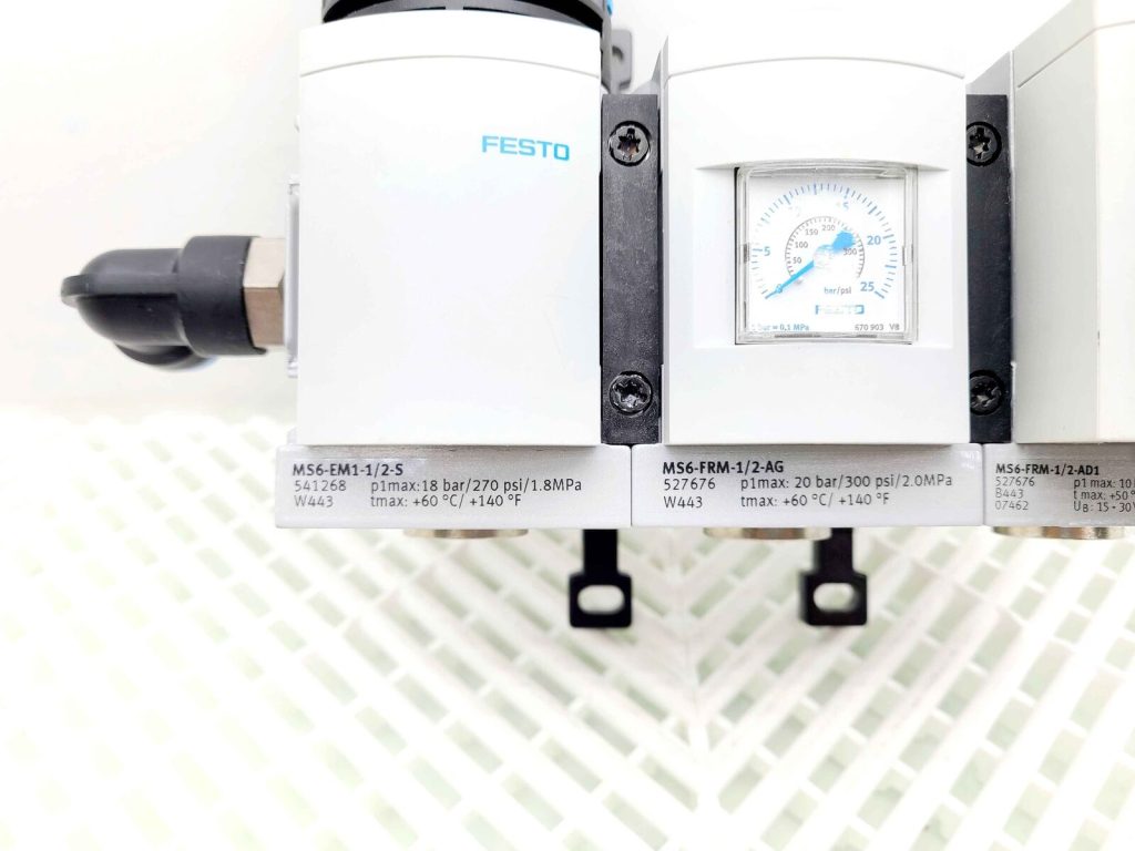 Festo Filter Regulator Assembly MS6-EM1-1/2-S w/2x MS6-FRM-1/2 ...