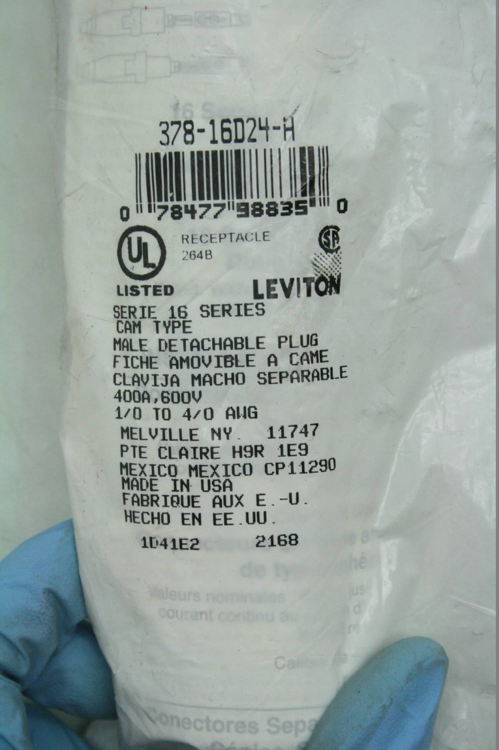 New Leviton 16D24-H Single Pole Cam Type Connector Brown 400A - New ...