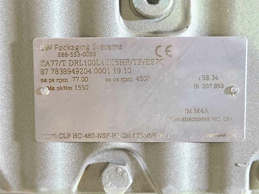 Sew Eurodrive KA77 TDRL100L4/BE5HR/TF/ES7C Helical Bevel Gear Motor 2 ...
