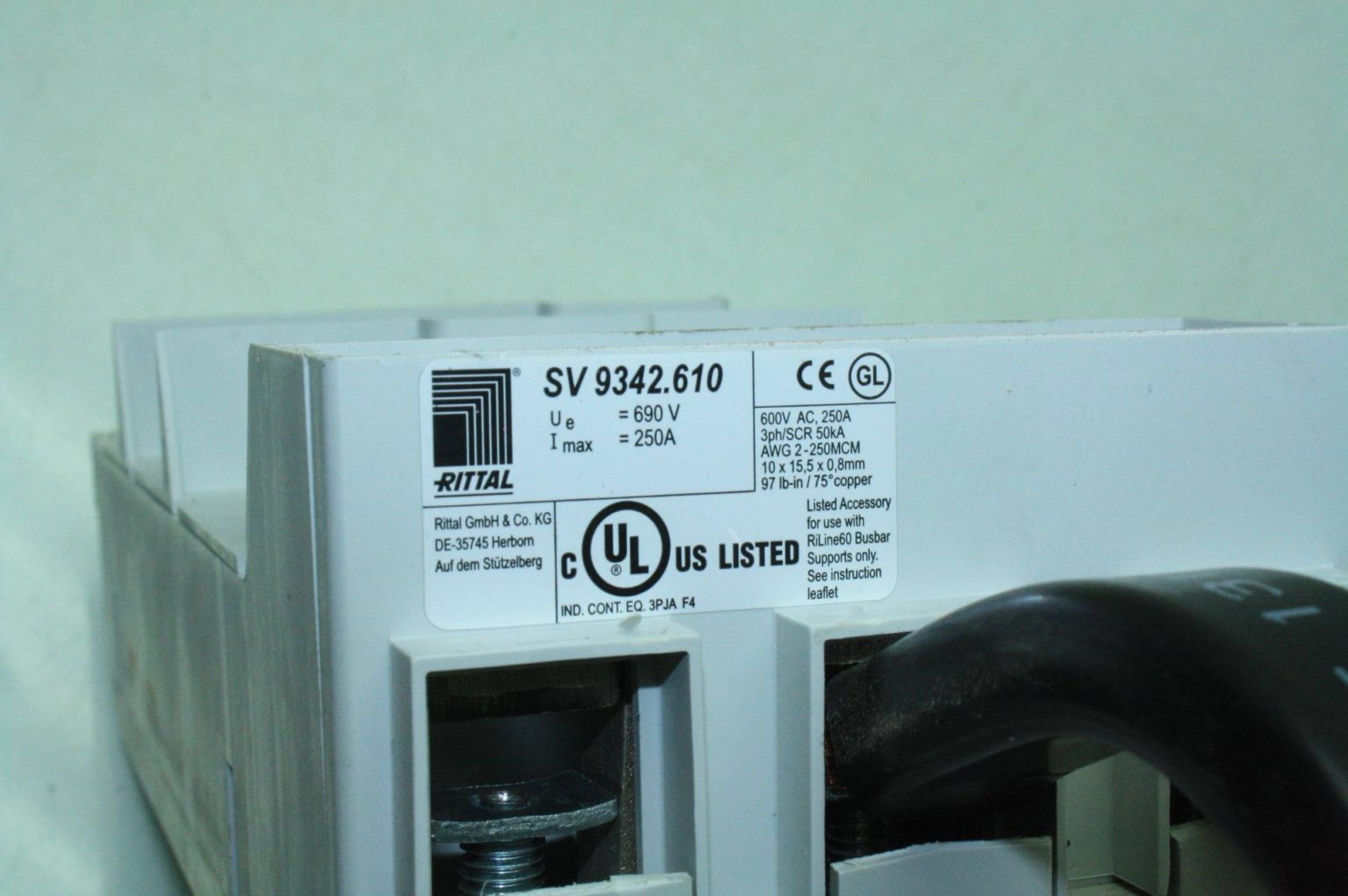 Rittal SV 9342.610 CB Component Adapter 250A 3-Pole Power Distribution ...